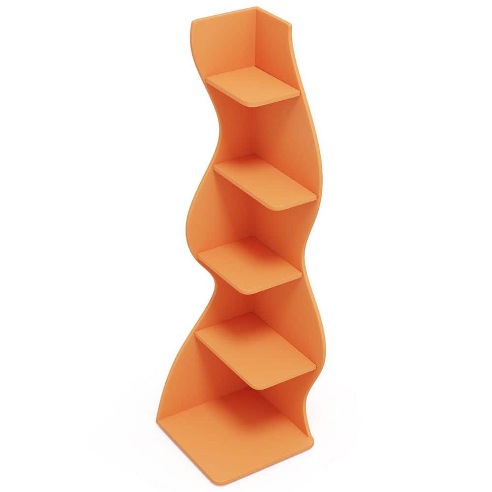 BYBLIGHT Eulas 69.8 in. Tall Orange Engineered Wood 5-Shelf Standard ...