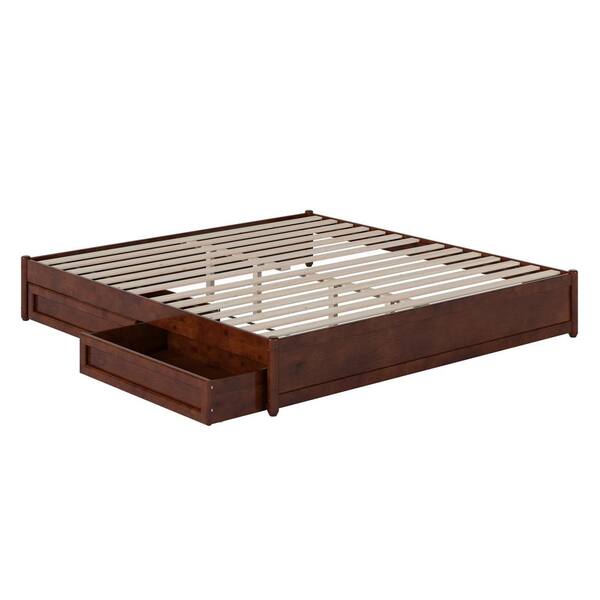 AFI Barcelona Walnut Brown Solid Wood Frame King Panel Platform Bed ...