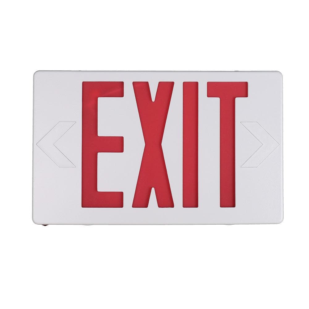 RUN BISON Rectangle 1-Watt White Integrated LED Red Exit Sign With Ni ...