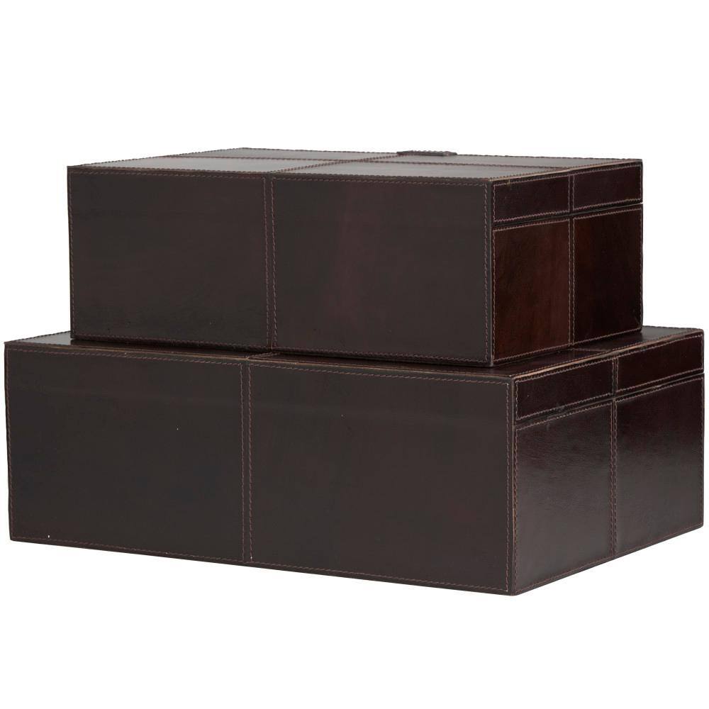 Litton Lane Rectangle Leather Storage Box with Snap Front Closure and ...