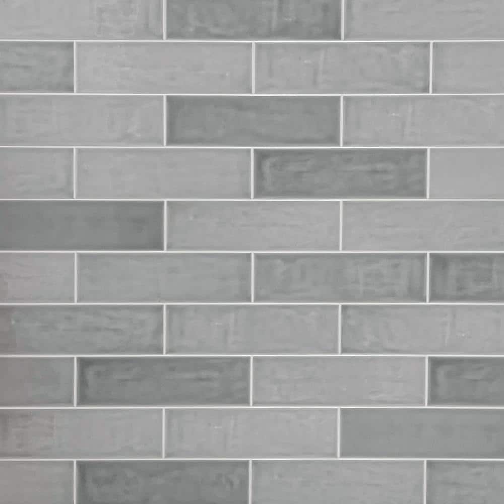 CRUZ BAY STUDIO Bedouin Grey Subway Tile 4 in. x 6 in. Glossy Ceramic ...