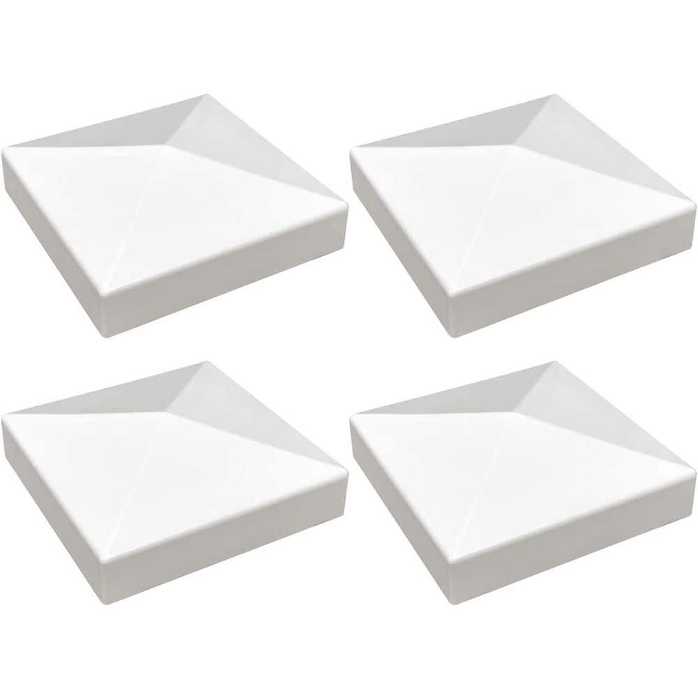 Afoxsos Vinyl White Pyramid Style Fence Post Caps No Fading Easy ...