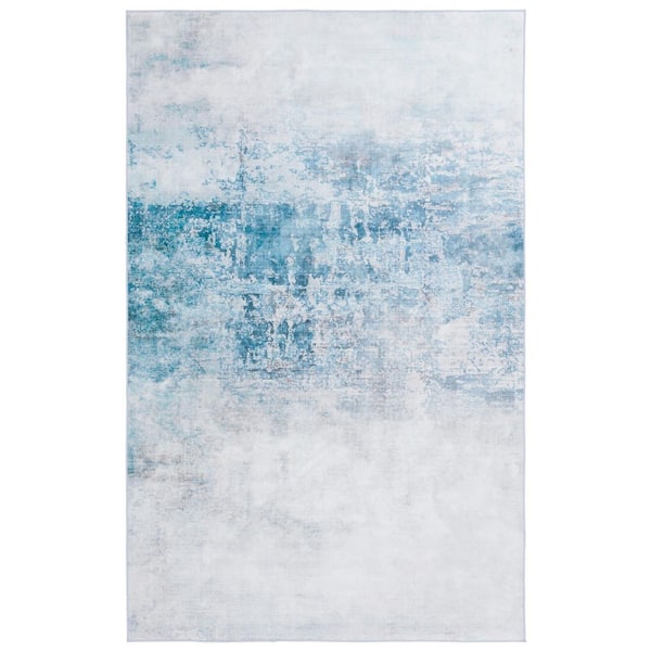 SAFAVIEH Malibu Gray/Blue 6 ft. x 9 ft. Machine Washable Abstract ...