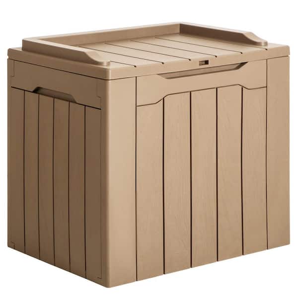 31-Gal Deck Box with Lockable Lid-Weatherproof Resin Storage for ...