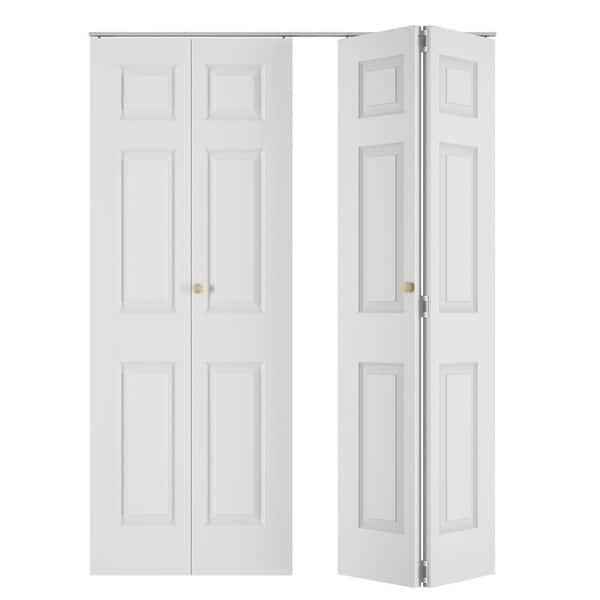 SOCBAZZAR 56 in. x 78.4 in. 3-Panel Hollow Core White Primed Molded ...