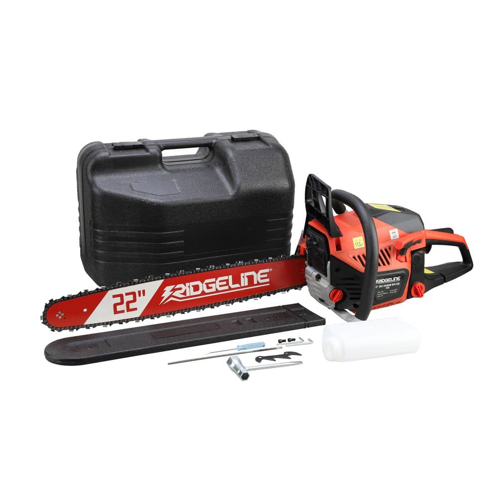 RIDGELINE 22 in. 58 cc Gas Powered 2-Stroke Portable Chainsaw with Case ...