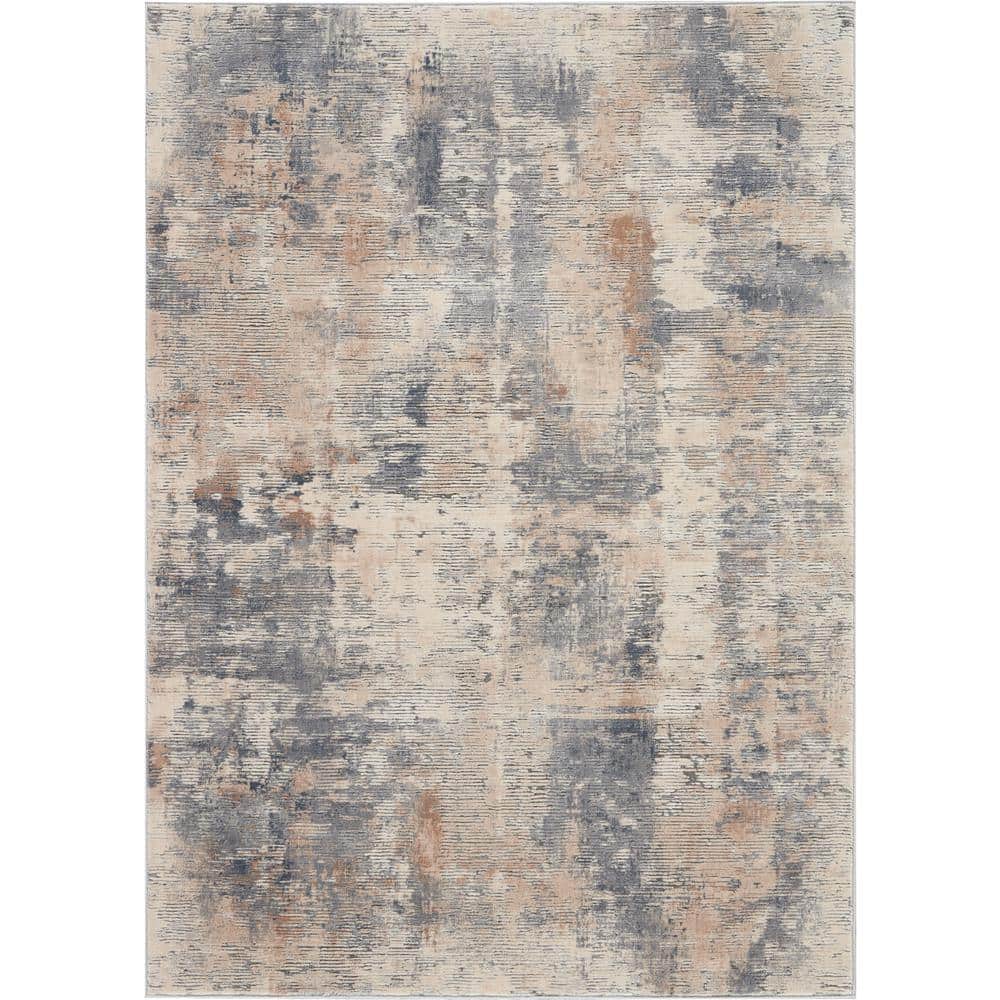 Nourison Rustic Textures Beige/Grey 6 ft. x 9 ft. Abstract Contemporary ...