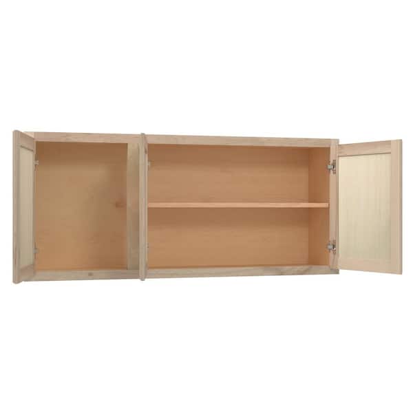 Hampton Bay 54 in. W x 12 in. D x 24 in. H Assembled Wall Bridge Kitchen Cabinet in Unfinished with Partial Width Shelf KW5424 UF The Home Depot