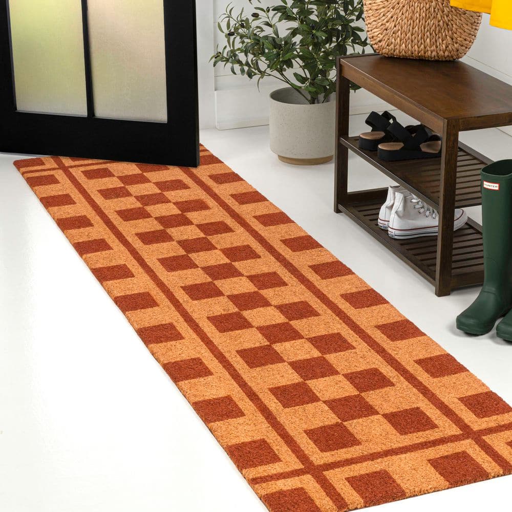 JONATHAN Y Peater Classic Casual Commerical Natural Coir Natural/Red 2 ...