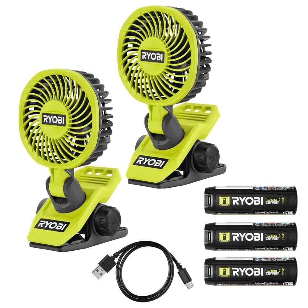 Reviews for RYOBI USB Lithium Clamp Fan Kit 2-Pack with (2) 2Ah USB ...