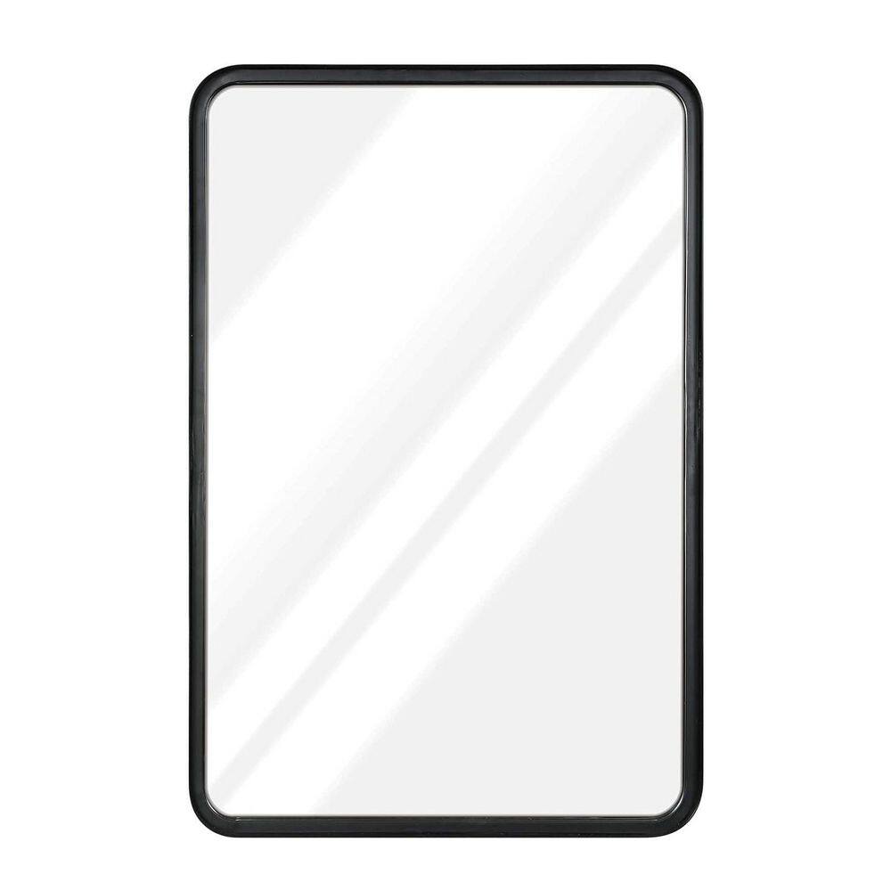 Reviews for 30 in. W x 22 in. H Matte Black Metal Framed Rounded Corner ...