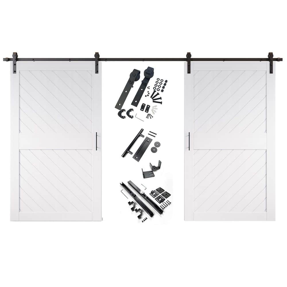 HOMACER XT2 50 in. x 84 in. C-Panel White Slanted Stripe Design Double ...