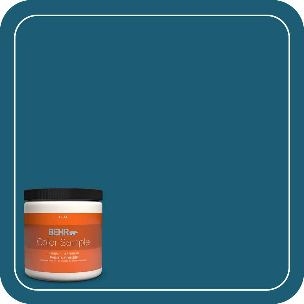 BEHR PREMIUM PLUS 8 oz. #540D-7 Deep Blue Sea Flat Interior/Exterior ...