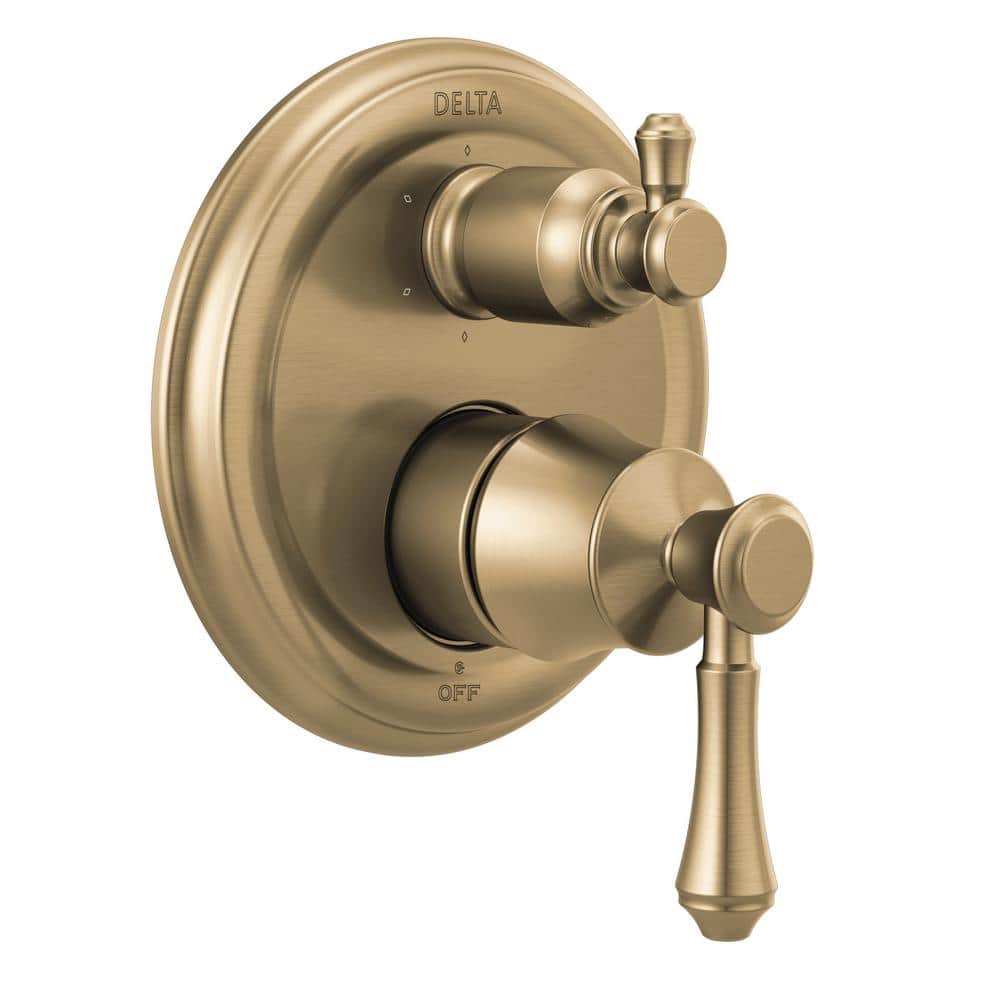 Delta Cassidy Gold 2-Handle Wall-Mount Valve Trim Kit with 6-Setting ...