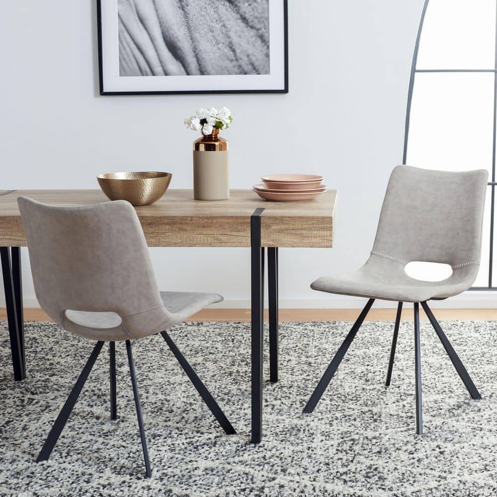 SAFAVIEH Mika Stone/Black 18 in. Iron Dining Chair Set of 2 DCH3009A ...