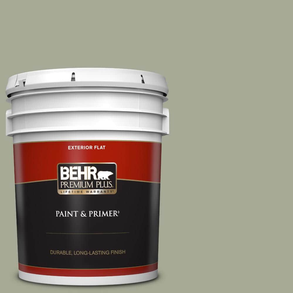 BEHR PREMIUM PLUS 5 gal. #PPU10-16 Simply Sage Flat Exterior Paint ...