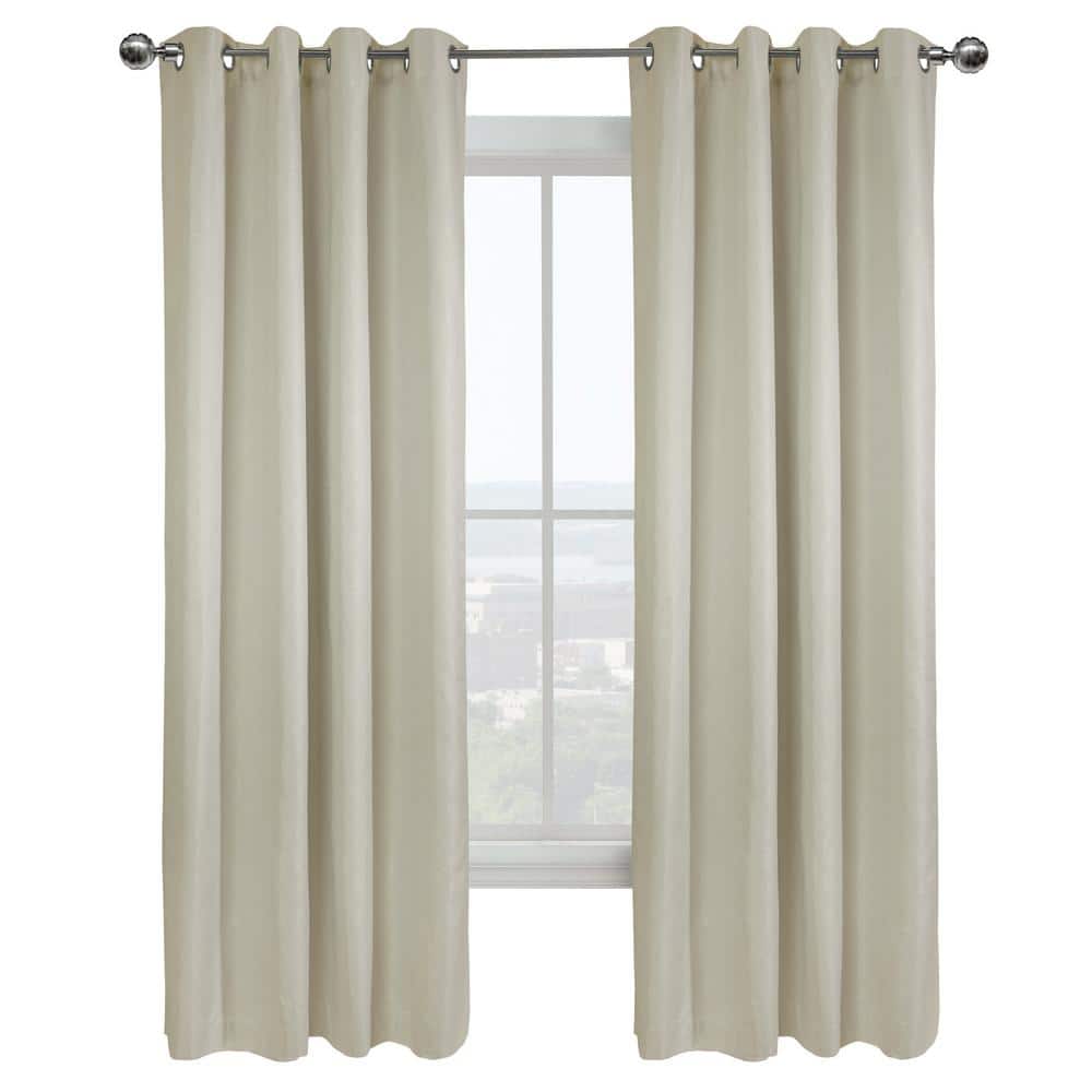 Vigo Off-white Polyester Textured 52 in. W x 108 in. L Grommet Indoor ...