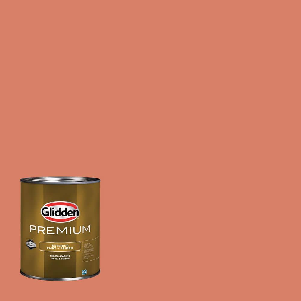 Glidden Premium 1 qt. PPG1192-6 Summer Sunset Semi-Gloss Exterior Latex ...