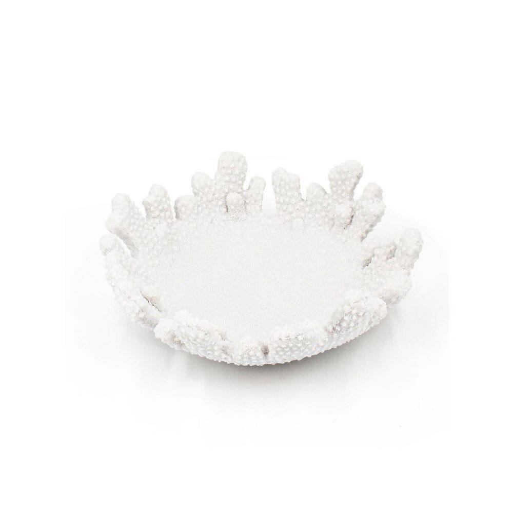 9 in. White Resin Medium Coral Textured Decorative Bowl HDCT2P822S ...