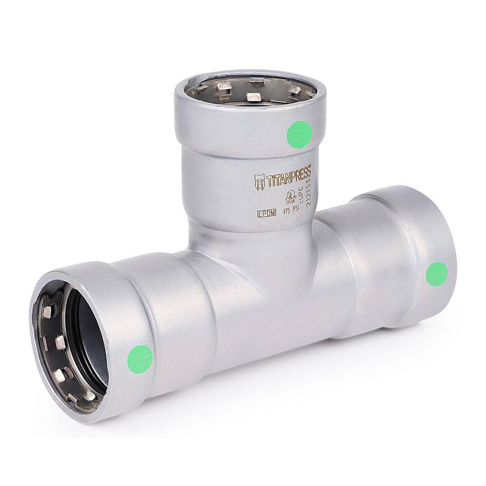 T TITANPRESS 1-1/2 in. Carbon Steel Press Tee EPDM Mechanical MPTE0112 ...