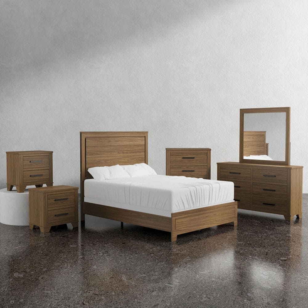 Furniture of America Musa 6-Piece Chestnut Brown Wood Frame Full Panel ...