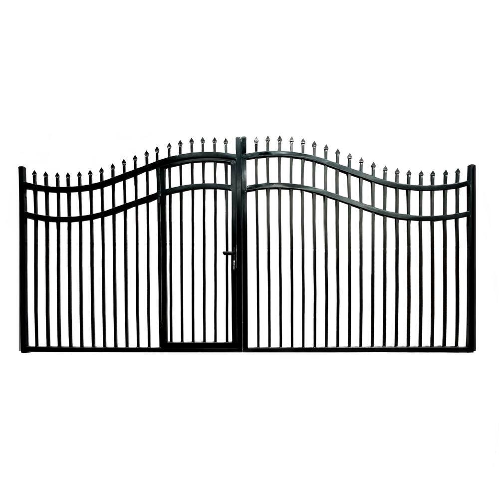 ALEKO Vienna Style 12 ft. x 6 ft. with Pedestrian Gate Black Steel ...