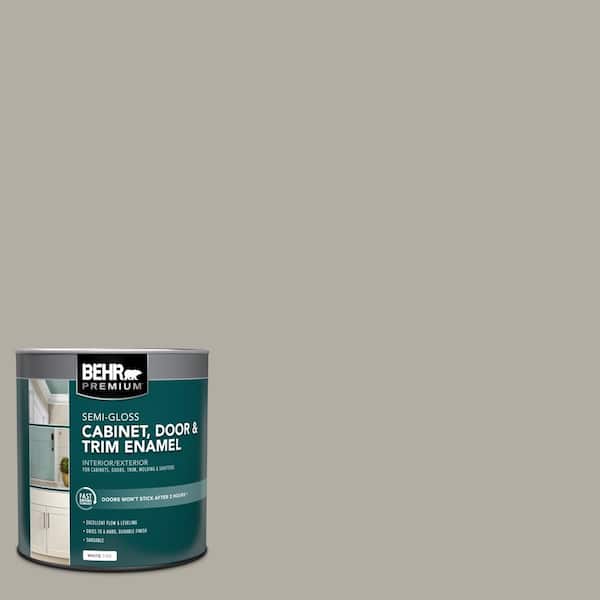BEHR PREMIUM 1 qt. #790D-4 Granite Boulder Semi-Gloss Enamel Interior ...