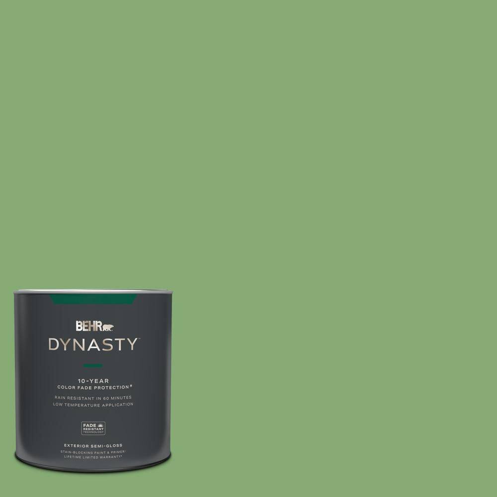 BEHR DYNASTY 1 qt. #440D-5 Pesto Semi-Gloss Exterior Stain-Blocking ...