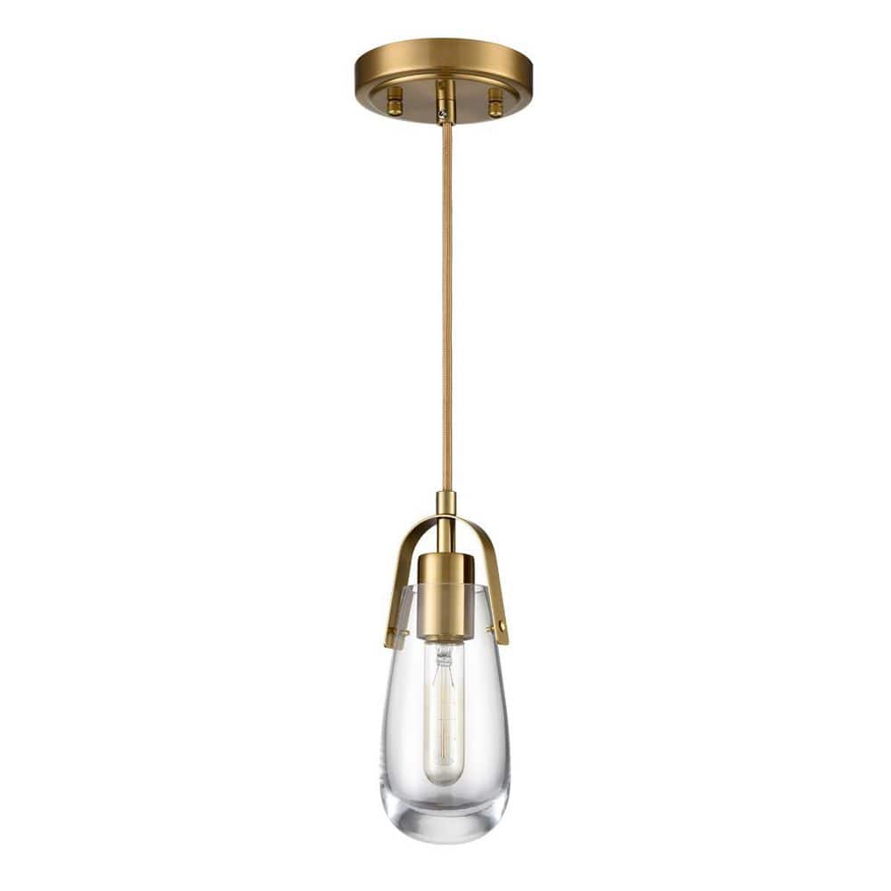 CLAXY Industrial Home Pendant Light Fixtures Brass Hanging Light with ...