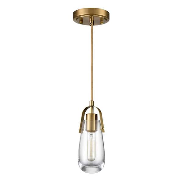 CLAXY Industrial Home Pendant Light Fixtures Brass Hanging Light with ...