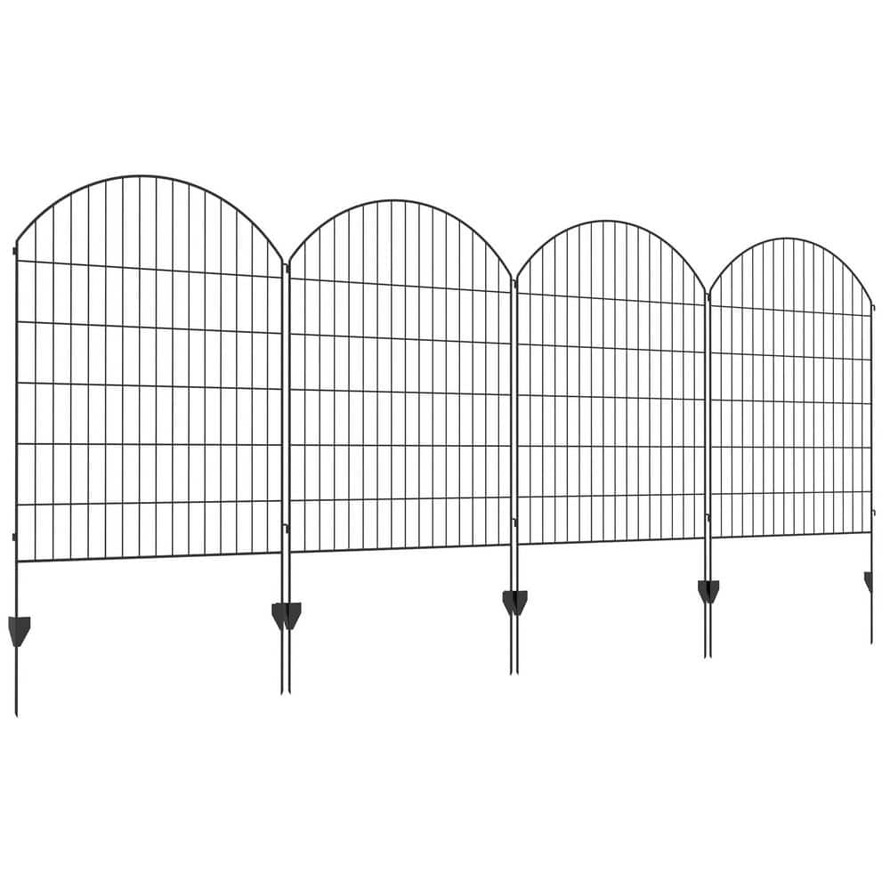 Siavonce 43.25 in. Garden Fence, 4 Pack Steel Fence Panels, Rust ...