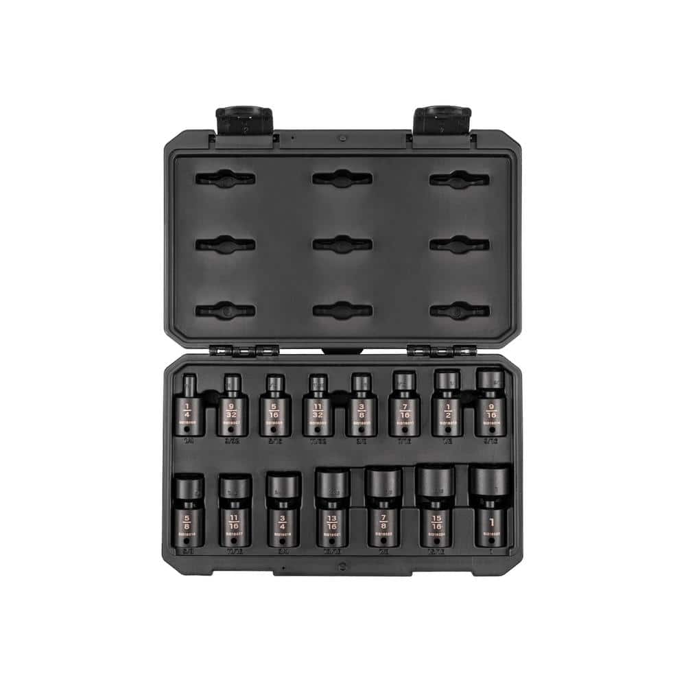 TEKTON 3/8 in. Drive 6-Point Universal Joint Impact Socket Set with ...