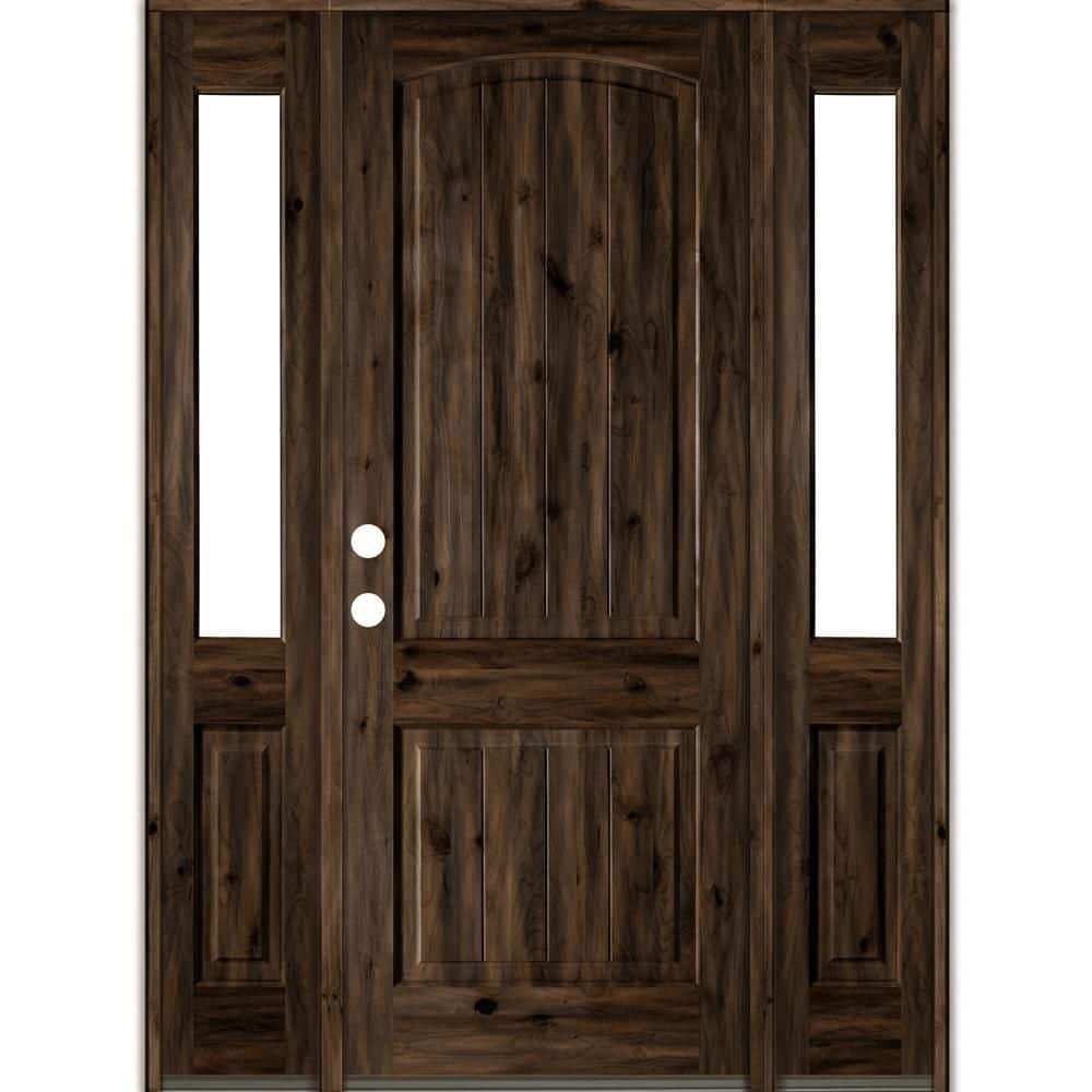 Krosswood Doors 58 in. x 96 in. Rustic knotty alder 2 Panel Right-Hand ...