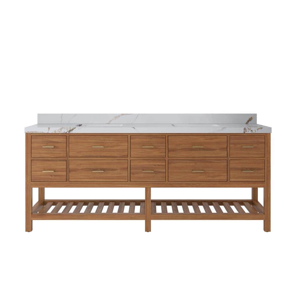 Willow Collections Parker Teak 84 in. W x 22 in. D x 36 in. H Double ...