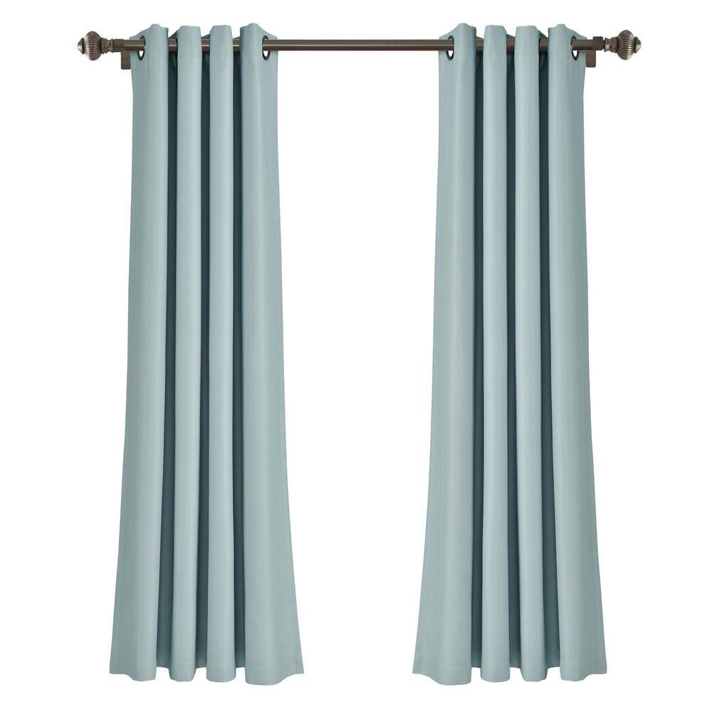Blue Solid Rod Pocket Room Darkening Curtain - 52 in. W x 63 in. L (Set ...