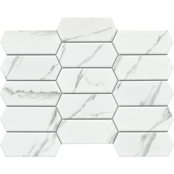 EMSER TILE Elegan Calacata 10 in. x 13 in. Picket Matte Porcelain ...