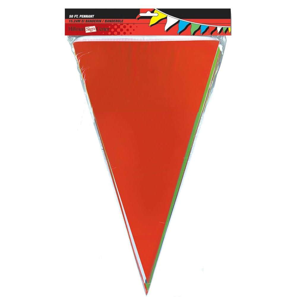 The Hillman Group 50 ft. Multi-Color Pennant Flags Sign 848622 - The ...