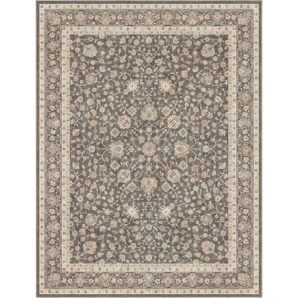 Well Woven Asha Rome Vintage, Oriental Persian, Charcoal Brown 7 ft. 7 ...