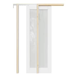 ARK DESIGN 24 in. x 80 in. 3-Lite Frosted Glass White Primed Wood ...