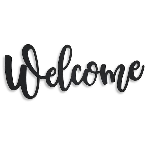 Signature DESIGN BY ASHLEY Emalee 18.7 in. x 48 in. Black Welcome Metal ...