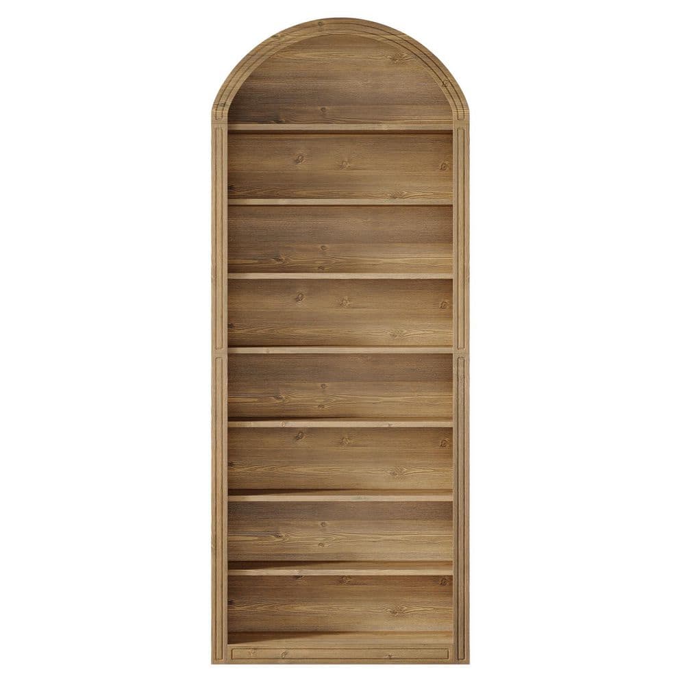 BYBLIGHT Eulas 78.74 in. Tall Brown Wood 8-Shelf Etagere Bookcase with ...