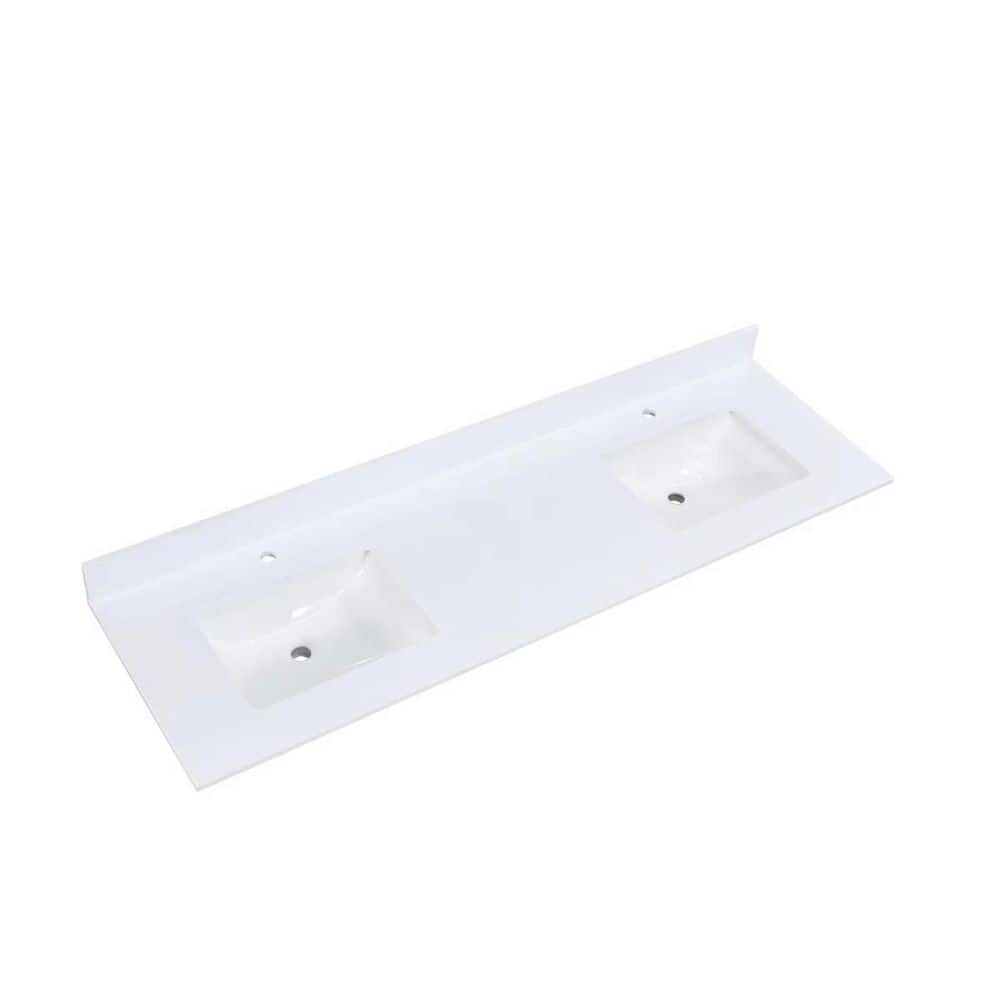 Streamline 72 in. W x 22 in. D Solid Surface Resin White Rectangular ...