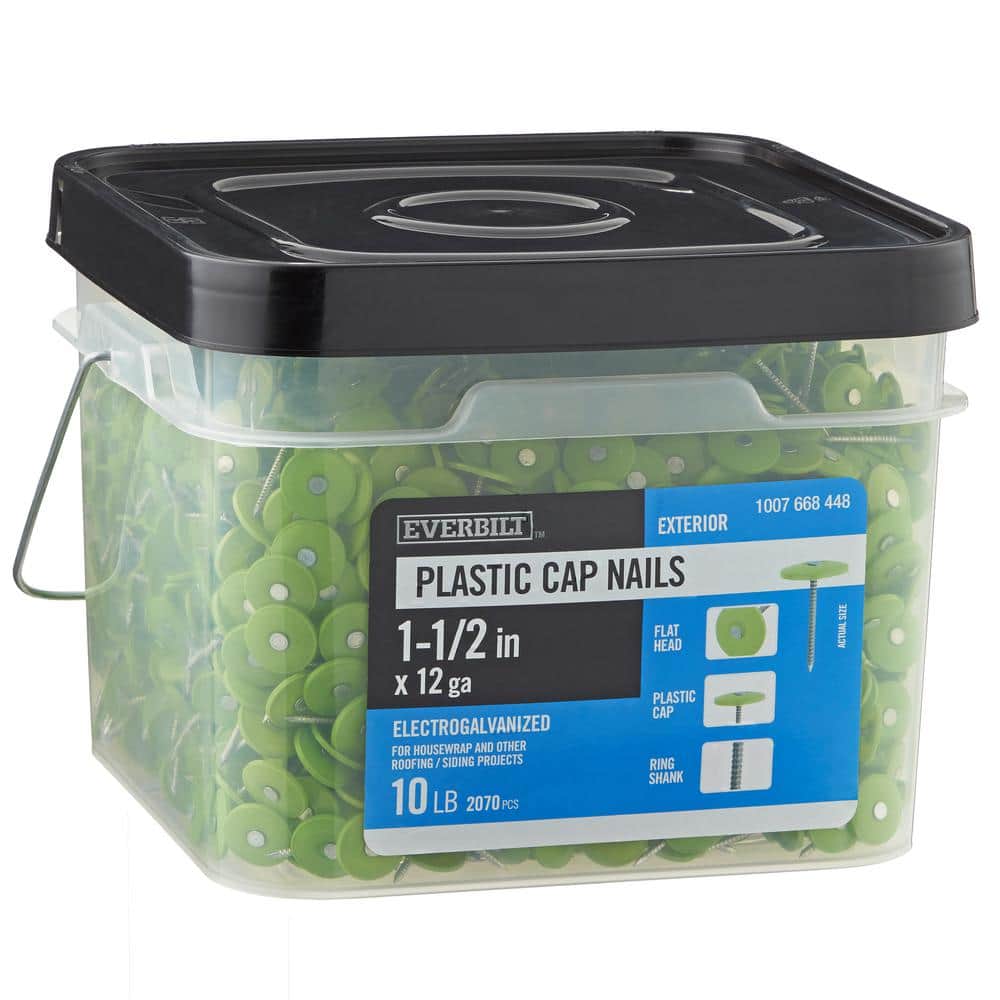 Everbilt 1-1/2 in. x 12D Electro-Galvanized Plastic Cap Non-Collated ...