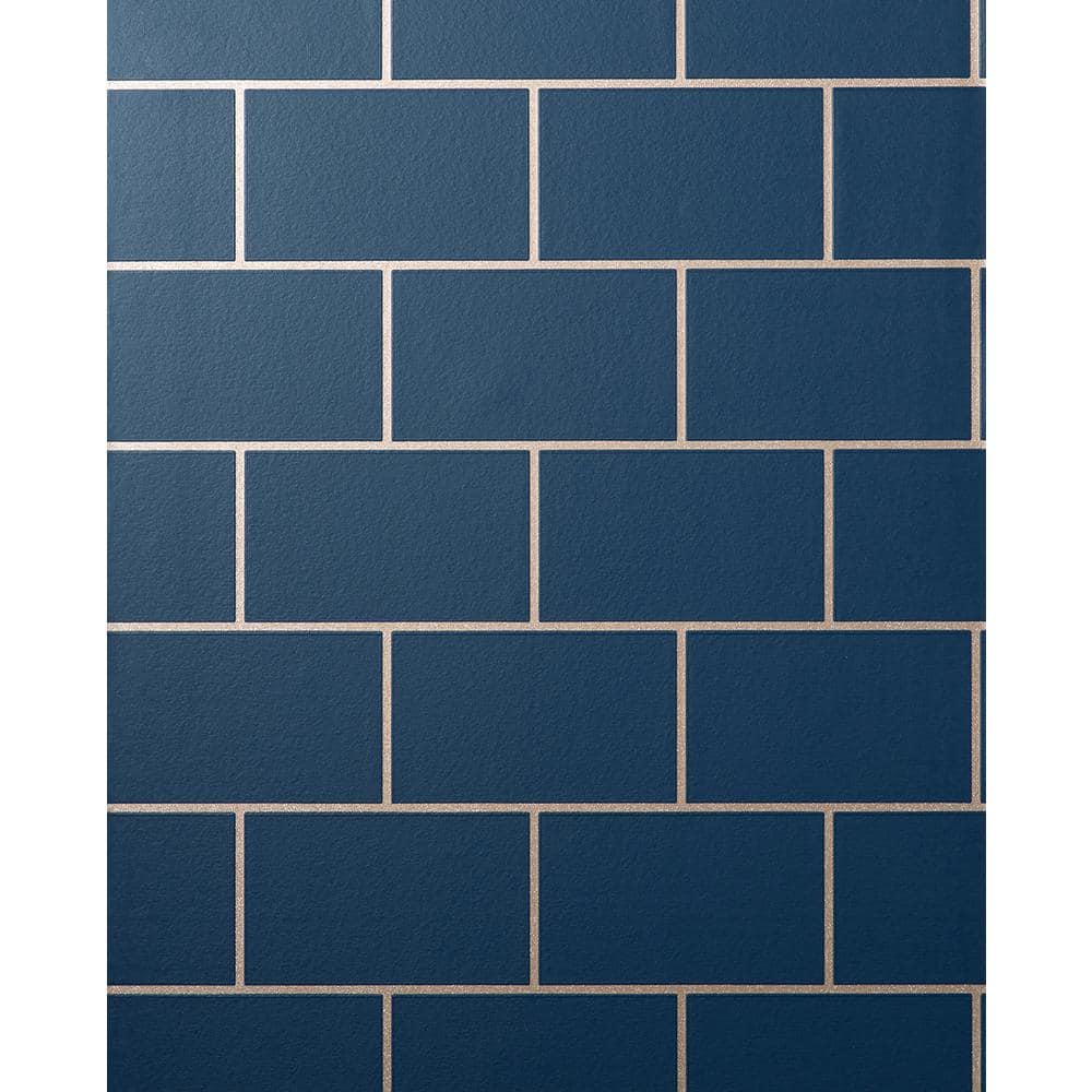 Fine Decor Metro Navy Tile Non Pasted Vinyl Wallpaper M1636 The Home