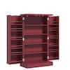 5-Shelf Red Wood Pantry Organizer with 12-Tire Rack and Adjustable ...