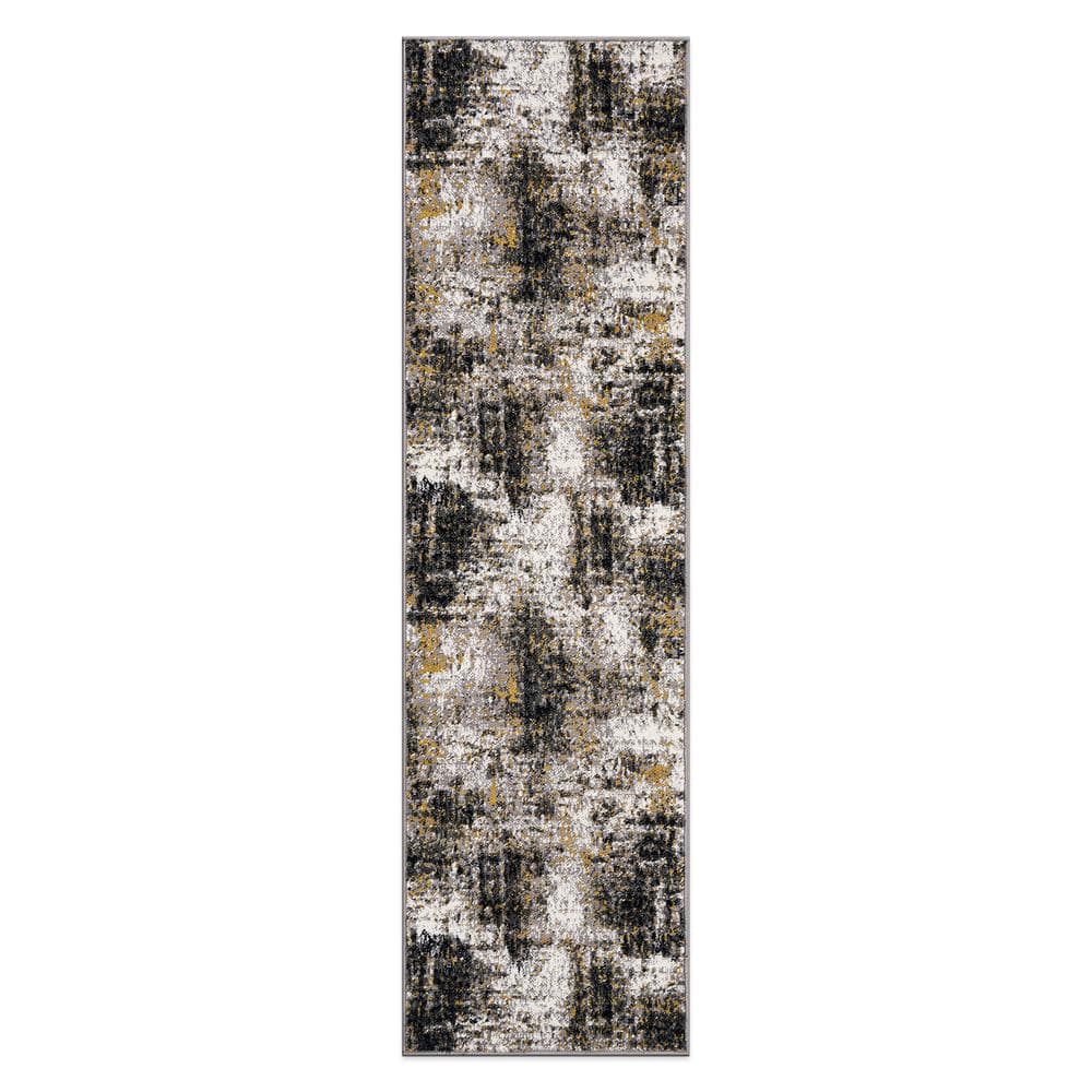 World Rug Gallery Adare Contemporary Abstract Yellow 2 ft. x 7 ft. Area ...