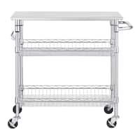 StyleWell Gatefield Chrome Rolling Kitchen Cart w/Stainless Steel Top