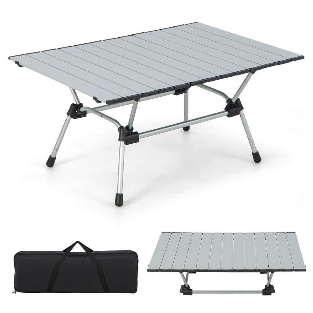 HONEY JOY Folding Camping Table Collapsible Aluminum Roll Up Beach ...