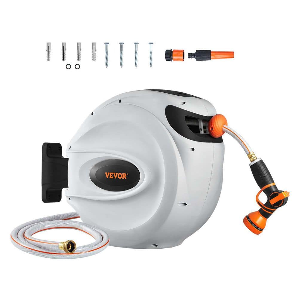Retractable Garden Hose Reel 65 ft. x 5/8 in. 180° Swivel Wall-Mounted ...