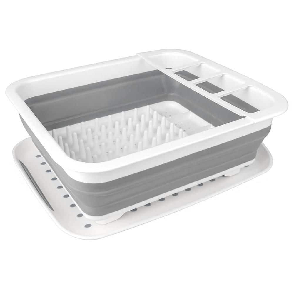 Anqtovp 14 x 12 in. Collapsible Dish Drying Rack Portable Drainer with ...